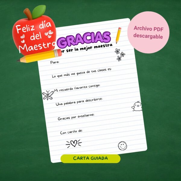 Carta guiada día del maestro | PDF para Imprimir – Plantillas Felices